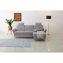 Ecksofa Home Affaire "Westerland L-Form", silber, B:252cm H:90cm T:162cm, 100% Polyester, Sofas, Ecksofa, Federkern-Polsterung, wahlweise mit Bettfunktion, Bettkasten