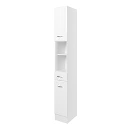 Hochschrank Welltime "Rallye", weiß, B:25cm H:190cm T:34cm, MDF, Spanplatte, Schränke, Bad-Hochschrank, Breite 25 cm, mit wechselbarem Türanschlag