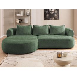 Ecksofa Home Affaire, B:257cm H:78cm T:159cmgrün, 100% Polyester, Sofas, "LUSSAC L-Form Design-Sofa mit Zierkissen, Maße B/T/H: 257/159/78 cm", hoher