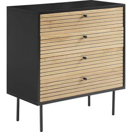 Kommode Salesfever "Torsby Stilvolles Sideboard", beige (natur), B:80cm H:85cm T:40cm, Furnier, MDF, Metall, Sideboards, Schubladenkommode, Skandinavisch inspiriertes Design für Ihr Zuhause