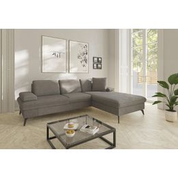 Sit & More Ecksofa SIT & MORE "Morris Jubi L-Form, B: 247 cm", grau (taupe), B:247cm H:83cm T:171cm, 100% Polyester, Sofas, Ecksofa, mit Armteilfunktion & 1 Zierkissen, optional Bettfunktion