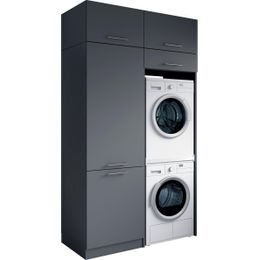 Mehrzweckschrank-Set LAUNDREEZY "Laundreezy, 4-tlg. Mehrzweckschrank-Set B/H/T 128/238/68 cm", anthrazit matt, B:128cm H:238cm T:68cm, Holzwerkstoff, Kastenmöbel-Sets, Breite 128 cm, Soft-Close-Funktion für Türen