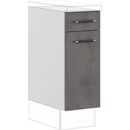 Unterschrank IMPULS KÜCHEN ""Prag und Valencia", Breite/Höhe: 30/72,3 cm, mit Soft-Close", grau (beton, optik schiefer dunkelgrau), B:30cm H:72,3cm T:57,6cm, Dekorfolie, Holzwerkstoff, Schränke, vormontiert, mit Soft-Close