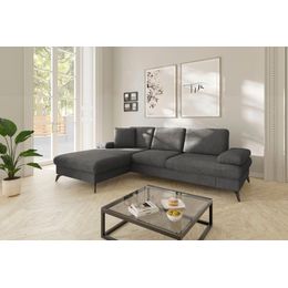 Sit & More Ecksofa SIT & MORE "Morris Jubi L-Form, B: 247 cm", grau, B:247cm H:83cm T:171cm, 100% Polyester, Sofas, Ecksofa, mit Armteilfunktion & 1 Zierkissen, optional Bettfunktion