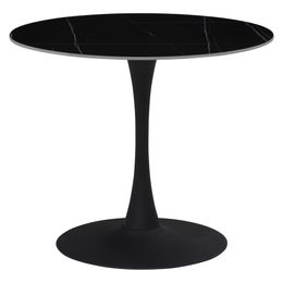 Bistrotisch Hela "PAOLA Esstisch rund", schwarz (marmoroptik schwarz, anthrazit, anthrazit, marmoroptik schwarz), B:90cm H:75cm T:90cm, Tische, 90 cm, robuste Steinplatte, verschiedene Steinfarben, Pflegeleicht