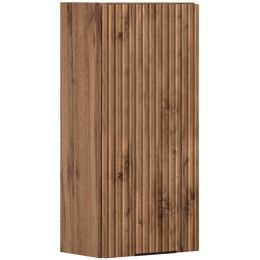 Hängeschrank Welltime "Trento, verschiedene Ausführungen und Farben", braun (mdf wotaneiche rille), B:30cm H:64cm T:20cm, Holzwerkstoff, MDF, Schränke, Badmöbel, Breite 30 cm, 1 Tür, 2 Einlegeböden, Made in Germany