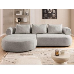 Ecksofa Home Affaire, B:257cm H:78cm T:159cmhellgrau, 100% Polyester, Sofas, "LUSSAC L-Form Design-Sofa mit Zierkissen, Maße B/T/H: 257/159/78 cm",