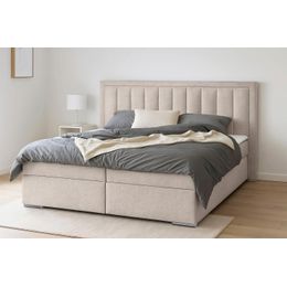 Boxbett Collection AB "ATHENA inkl. Bettkasten, erhältlich in der Breite 180cm", beige, B:193cm L:206cm, Holz teilmassiv, Holzwerkstoff, Spanplatte, Komplettbetten, erhältlich in verschiedenen Härtegraden, inkl. Topper