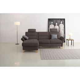 Ecksofa Home Affaire "Westerland L-Form", braun (dunkelbraun), B:252cm H:90cm T:162cm, 100% Polyester, Sofas, Ecksofa, Federkern-Polsterung, wahlweise mit Bettfunktion, Bettkasten
