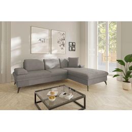 Sit & More Ecksofa SIT & MORE "Morris Jubi L-Form, B: 247 cm", grau, B:247cm H:83cm T:171cm, 100% Polyester, Sofas, Ecksofa, mit Armteilfunktion & 1 Zierkissen, optional Bettfunktion