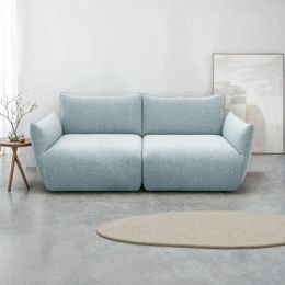 Big-Sofa DOMO collection "Bristol in 2 Breiten, Taschenfederkern f&uuml;r hohen Sitzkomfort", blau (hellblau), B:194cm H:79cm T:102cm, 100% Polyester, Sofas, Big-Sofa, Breite 194cm. Pflegeleichter Strukturstoff