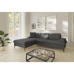 Sit & More Ecksofa SIT & MORE "Morris Jubi L-Form, B: 247 cm", grau (dunkelgrau), B:247cm H:83cm T:171cm, 95% Polyester, 5% Polyamid, Sofas, Ecksofa, mit Armteilfunktion & 1 Zierkissen, optional Bettfunktion