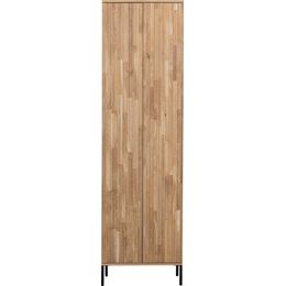 Garderobenschrank Woood "New Gravure, Mehrzweckschrank mit 5 Fächern", beige (natur), B:60cm H:210cm T:42cm, Holzwerkstoff, Schränke, Garderobenschrank Hochschrank Dielenschrank, mit grafischen Relieftüren, Breite 60 cm