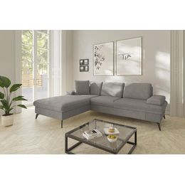 Sit & More Ecksofa SIT & MORE "Morris Jubi L-Form, B: 247 cm", grau, B:247cm H:83cm T:171cm, 100% Polyester, Sofas, Ecksofa, mit Armteilfunktion & 1 Zierkissen, optional Bettfunktion