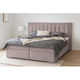 Boxbett Collection AB "ATHENA inkl. Bettkasten, erhältlich in der Breite 180cm", taupe, B:193cm L:206cm, Holz teilmassiv, Holzwerkstoff, Spanplatte, Komplettbetten, erhältlich in verschiedenen Härtegraden, inkl. Topper
