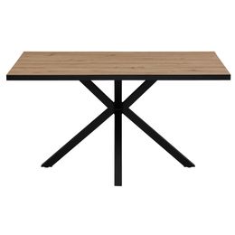 Esstisch Hela "Cleo I T", braun (artisan eiche, schwarz), B:140cm H:76cm T:90cm, Tische, Esstisch, Breite ca. 140 cm