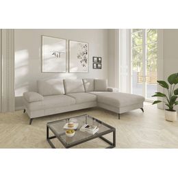 Sit & More Ecksofa SIT & MORE "Morris Jubi L-Form, B: 247 cm", beige (creme), B:247cm H:83cm T:171cm, 100% Polyester, Sofas, Ecksofa, mit Armteilfunktion & 1 Zierkissen, optional Bettfunktion