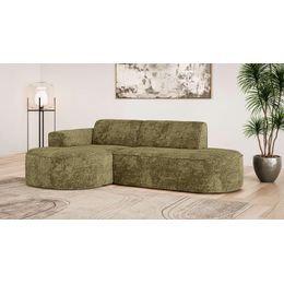 Ecksofa OTTO HOME "ADELLA XL Design-Sofa mit Recamiere rechts/links, 263/159/76 cm", gr&uuml;n, B:263cm H:76cm T:159cm, 100% Polyester, Sofas, Ecksofa, L-Form XL mit Wellenunterfederung, runde Form, auch in Cord
