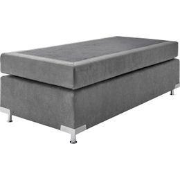 Boxspringbett "Holland", grau, B:122cm L:201cm, Microvelours (100% Polyester), Westfalia Schlafkomfort, Komplettbetten, Boxspringbett, ohne Kopfteil, frei im Raum stellbar
