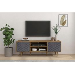 Lowboard Inosign "Adeen", grau (natur, grau), B:160cm H:55cm T:40cm, MDF, Massivholz, Sideboards, Kommode im zeitlosen Design