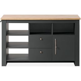 Unterschrank KOCHSTATION "KS-Westminster", grau (grau dunkel), B:150cm H:92cm T:68cm, Schr&auml;nke, Unterschrank, K&uuml;cheninsel frei im Raum stellbar, Breite 150 cm, exclusiv by Otto