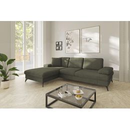 Sit & More Ecksofa SIT & MORE "Morris Jubi L-Form, B: 247 cm", gr&uuml;n (olive), B:247cm H:83cm T:171cm, 100% Polyester, Sofas, Ecksofa, mit Armteilfunktion & 1 Zierkissen, optional Bettfunktion
