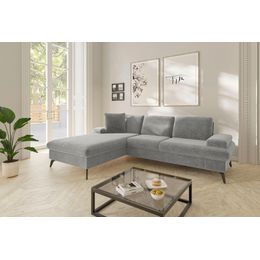 Sit & More Ecksofa SIT & MORE "Morris Jubi L-Form, B: 247 cm", grau (hellgrau), B:247cm H:83cm T:171cm, 100% Polyester, Sofas, Ecksofa, mit Armteilfunktion & 1 Zierkissen, optional Bettfunktion