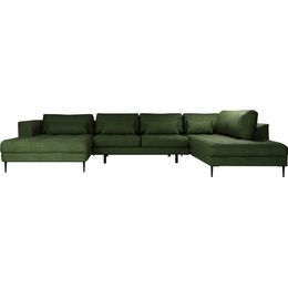 Wohnlandschaft Trendmanufaktur "Luzi, gem&uuml;tliches Sofa, extra viel Platz, viele Kissen, OTTOs Choice", gr&uuml;n (rain forest), B:361cm H:80cm T:203cm, 100% Polyester, Sofas, Wohnlandschaft, Designsofa mit tollem Sitzkomfort, Metallf&uuml;&szlig;e schwarz, Breite 361 cm