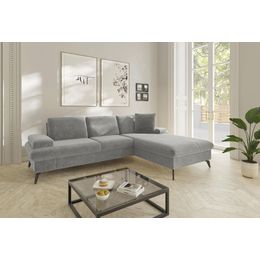 Sit & More Ecksofa SIT & MORE "Morris Jubi L-Form, B: 247 cm", grau (hellgrau), B:247cm H:83cm T:171cm, 100% Polyester, Sofas, Ecksofa, mit Armteilfunktion & 1 Zierkissen, optional Bettfunktion