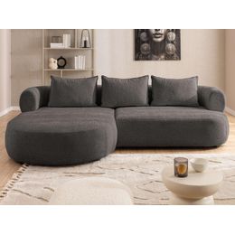 Ecksofa Home Affaire, B:257cm H:78cm T:159cmdunkelgrau, 100% Polyester, Sofas, "LUSSAC L-Form Design-Sofa mit Zierkissen, Maße B/T/H: 257/159/78 cm",