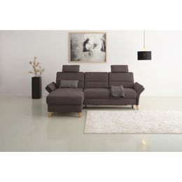 Ecksofa Home Affaire "Westerland L-Form", braun (espresso), B:252cm H:90cm T:162cm, 98% Polyester 2% Polyamid, Sofas, Ecksofa, Federkern-Polsterung, wahlweise mit Bettfunktion, Bettkasten