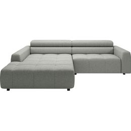 Ecksofa 3C CANDY "Denver auch mit Cord- und Easy care-Bezug, Kopfteilverstellung L-Form", silber, B:258cm H:68cm T:217cm, 96% Polyester, 4% Polyacryl, Sofas, Ecksofa, wahlweise. mit motorischer Sitztiefenverstellung