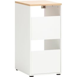 Wäscheschrank Schildmeyer "Solea, Breite 45 cm", weiß (mattweiß, eichehellfarben), B:45,1cm H:95,8cm T:60cm, FSC-zertifizierter Holzwerkstoff, Schränke, Zwei Wäscheschächte, Wechselbarer Türanschlag