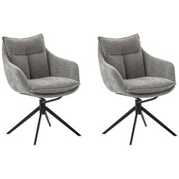 Esszimmerstuhl MCA furniture "PARKER", grau (anthrazit, schwarz), B:65cm H:85cm T:65cm, Polyester, Stühle, (2er-Set), drehbar 360, Dreh- & Schwingfunktion, Belastbarkeit 120 kg