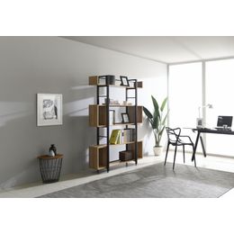 Raumteilerregal Home Affaire, beige (natur, schwarz), B:120cm H:180cm T:30cm, MDF, Metall, Regale, als Regal und Raumteiler einsetzbar