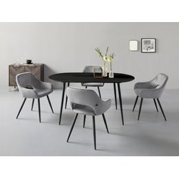 Esstisch LEONIQUE "Eadwine, Topseller Ovaler Tisch, K&uuml;chentisch", schwarz, B:160cm H:76cm T:90cm, Tische, Esstisch, Tischplatte aus MDF, verschiedene Gr&ouml;&szlig;en und Farbvarianten