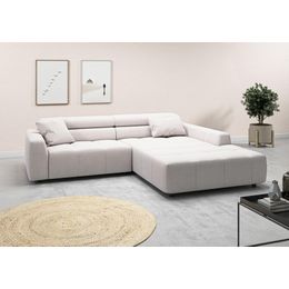 Ecksofa 3C CANDY "Denver auch mit Cord- und Easy care-Bezug, Kopfteilverstellung L-Form", wei&szlig;, B:258cm H:68cm T:217cm, 100% Polyester, Sofas, Ecksofa, wahlweise. mit motorischer Sitztiefenverstellung
