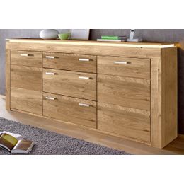 Sideboard VOGL MÖBELFABRIK, braun (wildeiche teilmassiv), B:222cm H:95,5cm T:40cm, Sideboards, Breite 222 cm