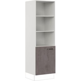 Seitenschrank IMPULS KÜCHEN ""Prag", Breite/Höhe: 60/190,7 cm", grau (beton, optik schiefer dunkelgrau), B:60cm H:190,7cm T:57,6cm, Dekorfolie, Holzwerkstoff, Schränke, vormontiert, mit Drehtür, mit verstellbaren Fachböden