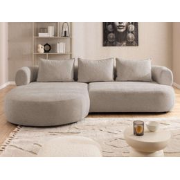 Ecksofa Home Affaire, B:257cm H:78cm T:159cmbeige, 100% Polyester, Sofas, "LUSSAC L-Form Design-Sofa mit Zierkissen, Maße B/T/H: 257/159/78 cm",