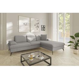 Sit & More Ecksofa SIT & MORE "Morris Jubi L-Form, B: 247 cm", grau (hellgrau), B:247cm H:83cm T:171cm, 95% Polyester, 5% Polyamid, Sofas, Ecksofa, mit Armteilfunktion & 1 Zierkissen, optional Bettfunktion