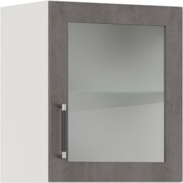 Glashängeschrank IMPULS KÜCHEN ""Prag", Breite/Höhe: 50 oder 60/57,9 cm", grau (beton, optik schiefer dunkelgrau), B:50cm H:57,9cm T:34,2cm, Dekorfolie, Glas, Holzwerkstoff, Schränke, vormontiert, mit Glasdrehtür, mit verstellbarem Glasfachboden