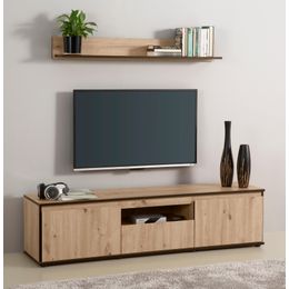 TV-Board Hela "Ariana", schwarz (artisan eiche, schwarz), B:160cm H:40cm T:38cm, Sideboards, mit angeschrägten Griffmulden, Breite 160 cm