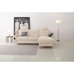 Ecksofa Home Affaire "Westerland L-Form", beige (creme), B:252cm H:90cm T:162cm, 100% Polyester, Sofas, Ecksofa, Federkern-Polsterung, wahlweise mit Bettfunktion, Bettkasten