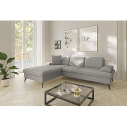 Sit & More Ecksofa SIT & MORE "Morris Jubi L-Form, B: 247 cm", grau (hellgrau), B:247cm H:83cm T:171cm, 95% Polyester, 5% Polyamid, Sofas, Ecksofa, mit Armteilfunktion & 1 Zierkissen, optional Bettfunktion