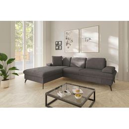 Sit & More Ecksofa SIT & MORE "Morris Jubi L-Form, B: 247 cm", braun (walnut), B:247cm H:83cm T:171cm, 100% Polyester, Sofas, Ecksofa, mit Armteilfunktion & 1 Zierkissen, optional Bettfunktion
