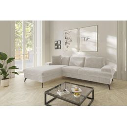 Sit & More Ecksofa SIT & MORE "Morris Jubi L-Form, B: 247 cm", beige (creme), B:247cm H:83cm T:171cm, 100% Polyester, Sofas, Ecksofa, mit Armteilfunktion & 1 Zierkissen, optional Bettfunktion