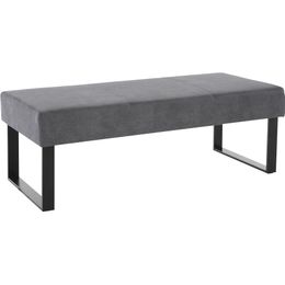 Sitzbank Home Affaire "Oliver", grau (grau, grau), B:140cm H:50cm T:62cm, Polyester, Sitzbänke, Breite 140cm, mit Metallgestell