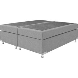 Boxspringbett "Holland", grau, B:182cm L:201cm, Strukturstoff (77% Polyester und 23% Viskose), Westfalia Schlafkomfort, Komplettbetten, Boxspringbett, ohne Kopfteil, frei im Raum stellbar