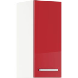 Hängeschrank IMPULS KÜCHEN ""Turin", Breite/Höhe: 30/72,3 cm", rot (rot hochglanz), B:30cm H:72,3cm T:34,5cm, Holzwerkstoff, Schränke, vormontiert, mit Drehtüren, mit verstellbaren Fachböden